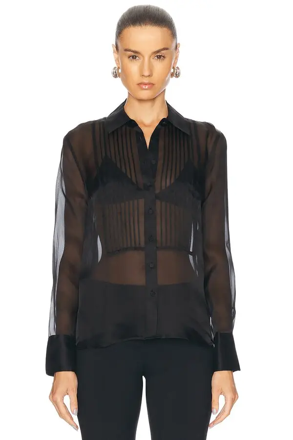 L'Agence Divya Pintuck Tux Shirt