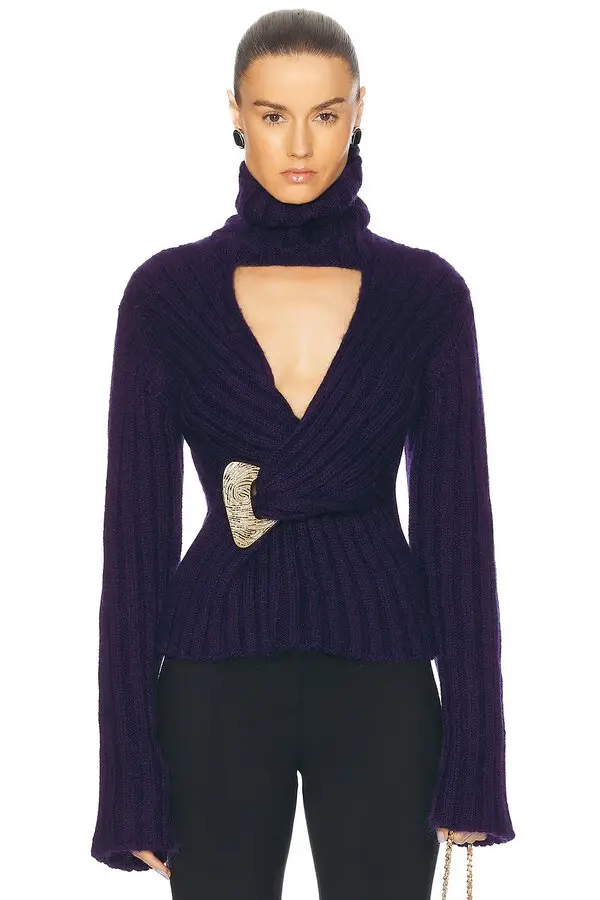 AREA Twisted Turtleneck Sweater - Midnight Blue