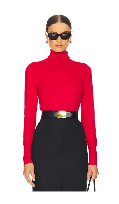 L'Agence Flora Turtleneck Top - Lava Red & Gold