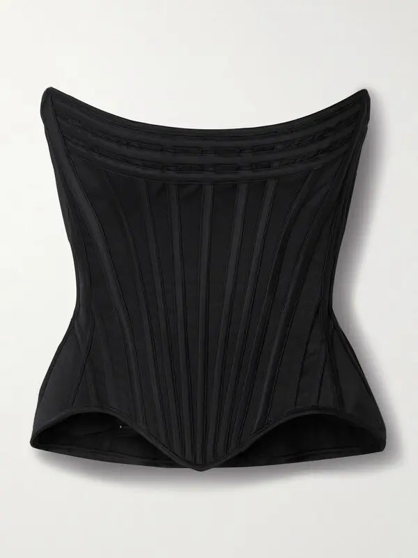 WIEDERHOEFT Wasp Strapless Recycled-satin Bustier Top - Black