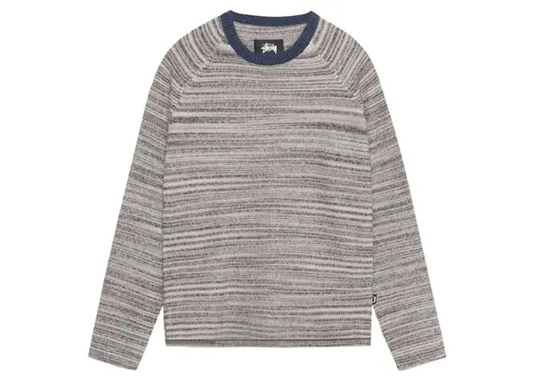 StÜssy Textured Knit Crew With Contrast Collar - Grey