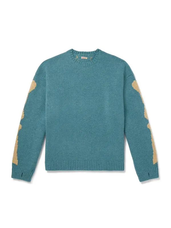 Kapital Oversized Intarsia Wool Sweater - Blue