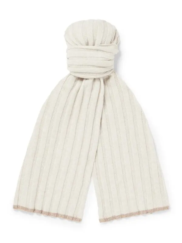 Brunello Cucinelli Ribbed Cashmere Scarf - Neutrals