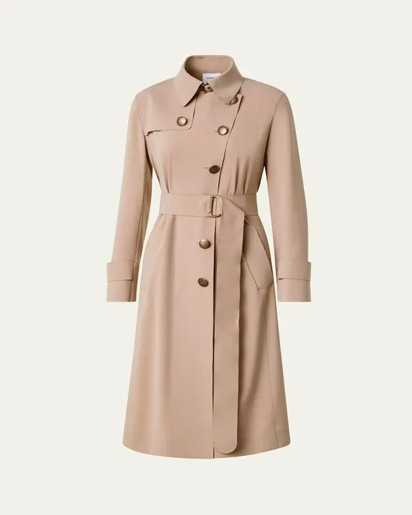 Akris Techno Laser-cut Crepe Trench Coat - Beige