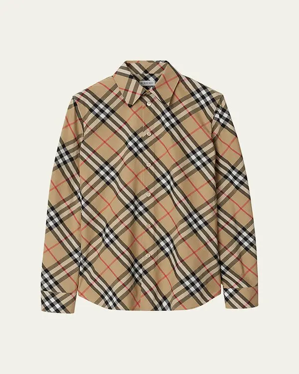 Burberry Check Cotton Button-down Shirt - Sand Ip Check
