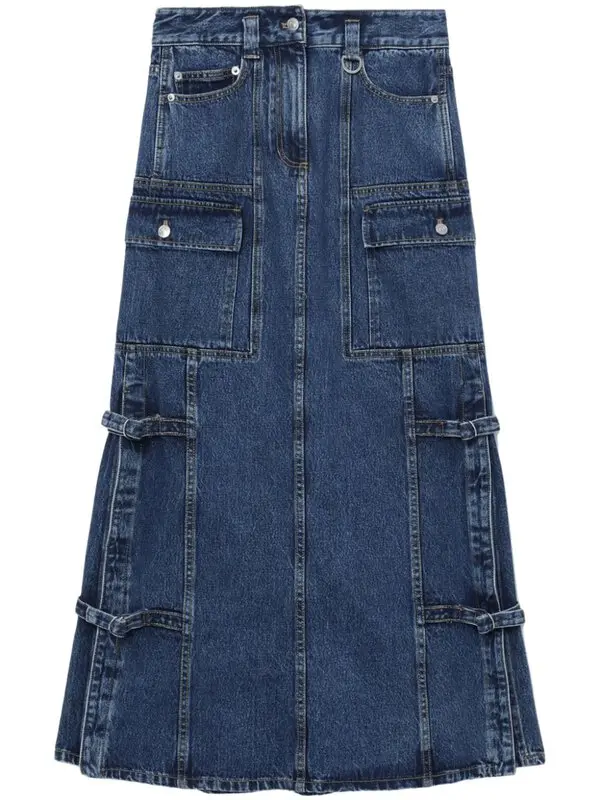 3.1 Phillip Lim Denim Cargo Midi Skirt - Blue