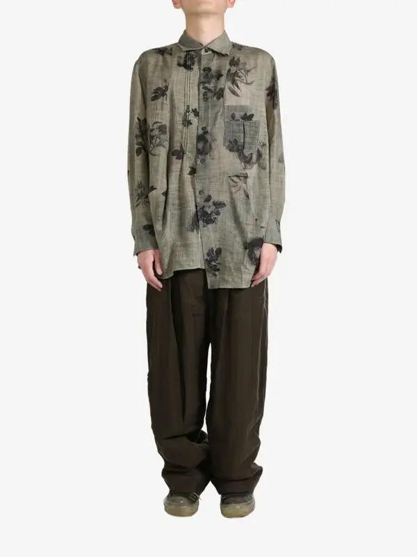 ZIGGY CHEN Floral-print Pleated Shirt