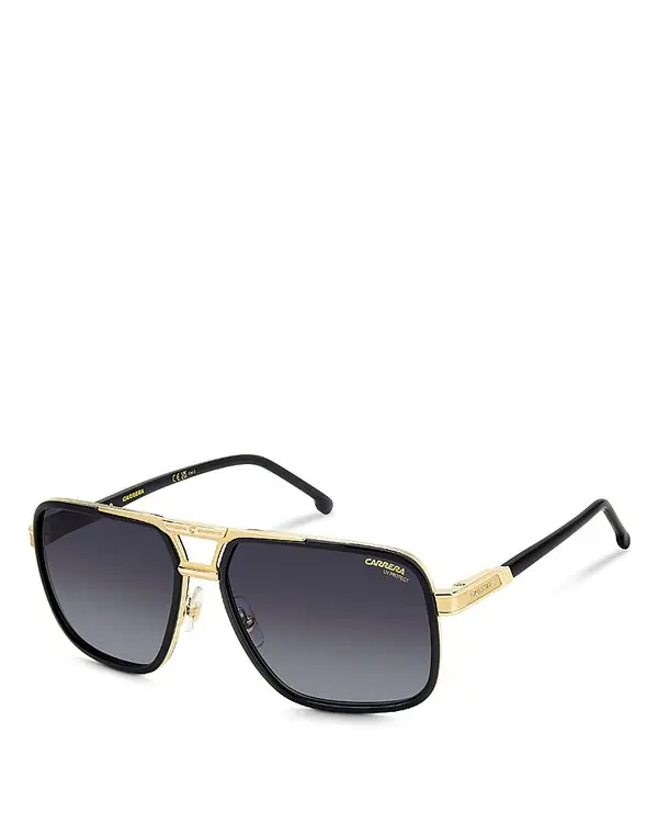 Carrera Eyewear Rectangle Sunglasses, 61mm - Black/dark Ruthenium