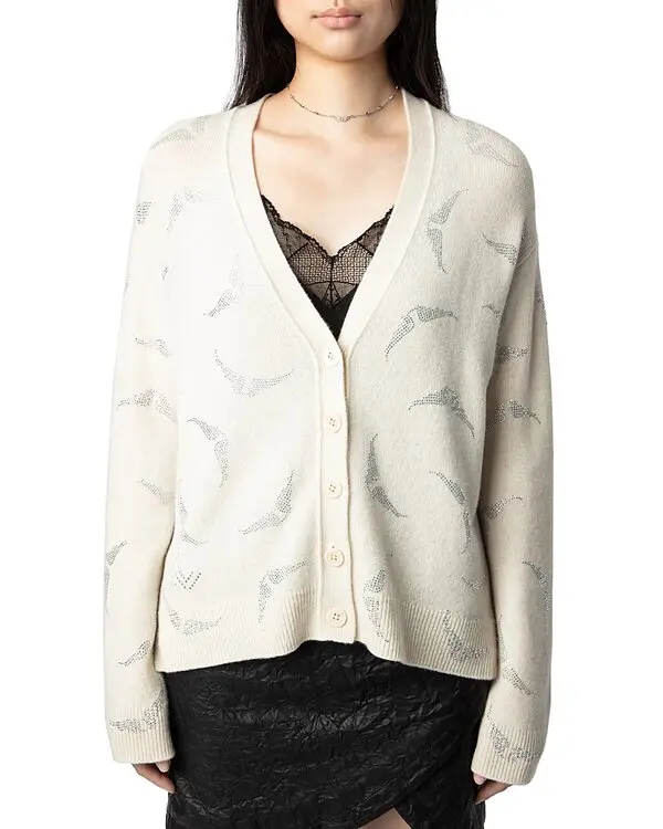 Zadig&Voltaire Cashmere Diamante Wing Cardigan - Flake