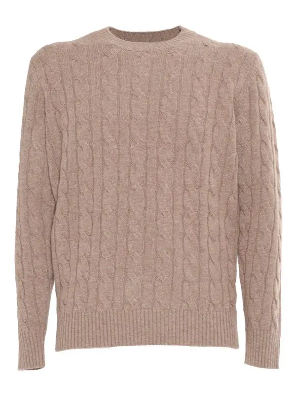 KANGRA Ribbed Crewneck Sweater - Brown
