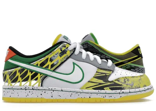Nike Dunk Low What The Duck Away University Of Oregon Pe Sneakers - White/black/metallic Silver