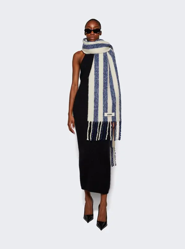 Jacquemus L'echarpe Carro Striped Scarf - White And Blue