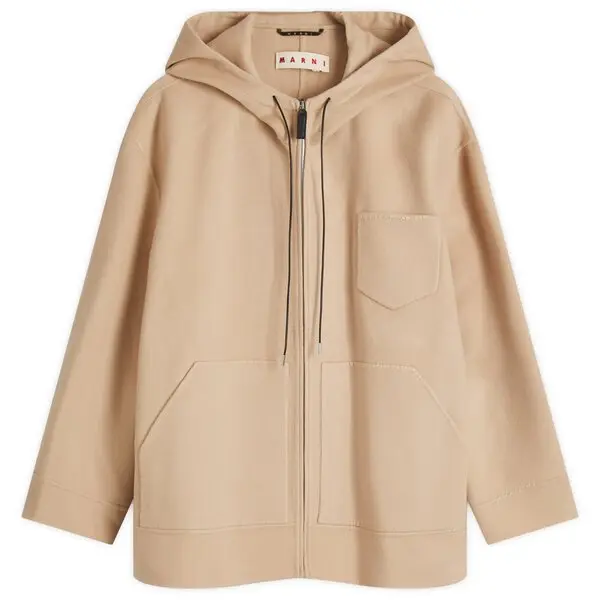 Marni Double-face Wool Cashmere Hooded Parka Jacket - Light Camel