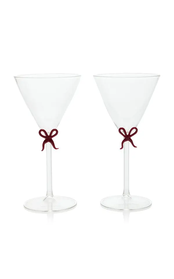 MODA DOMUS Set-of-two Handmade Martini Glasses - Red