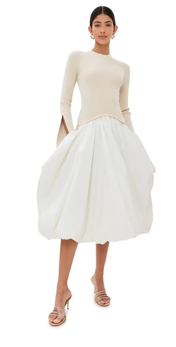 Simkhai Kenlie Mock Neck Midi Dress - Sand Multi