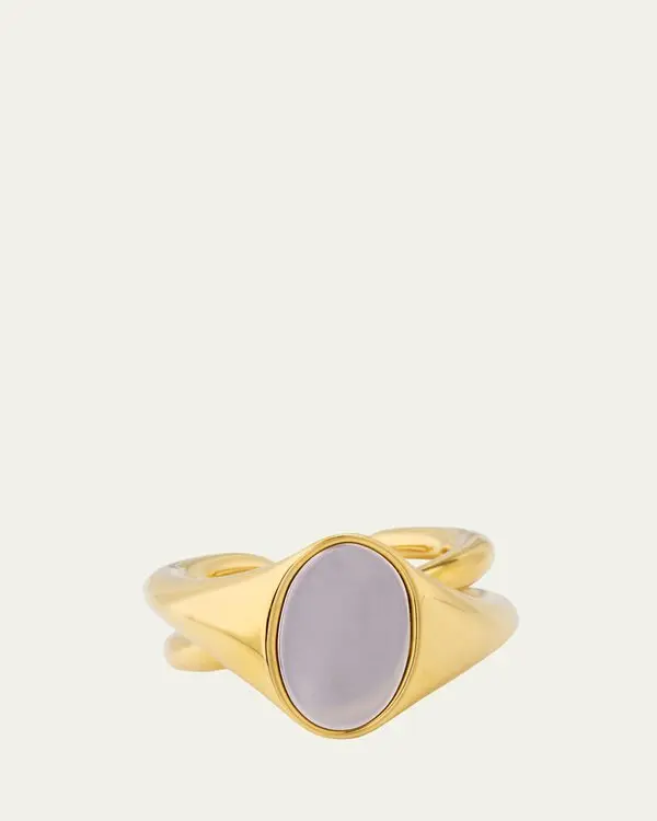 Charlotte Chesnais Bague Chevaliere Initial Ring - Vermeil And Argent