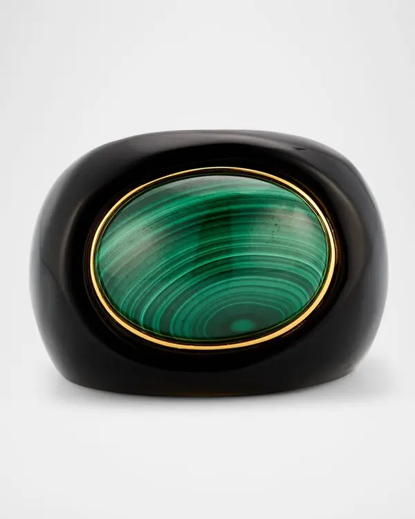 Nest Jewelry Malachite And Obsidian Statement Ring - Green & Black