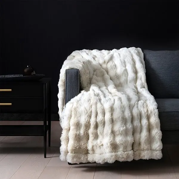 BROOKSTONE Luxe Faux Fur Heated Throw Blanket Exclusive - Ivory