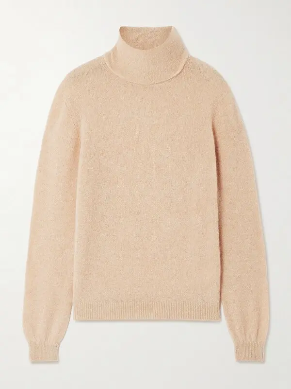 Loro Piana Cashmere And Silk-blend Bouclé Turtleneck Sweater - Neutrals