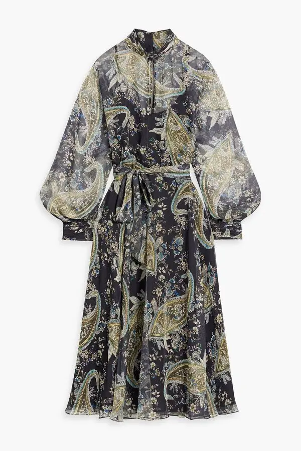 MIKAEL AGHAL Paisley-print Chiffon Midi Dress