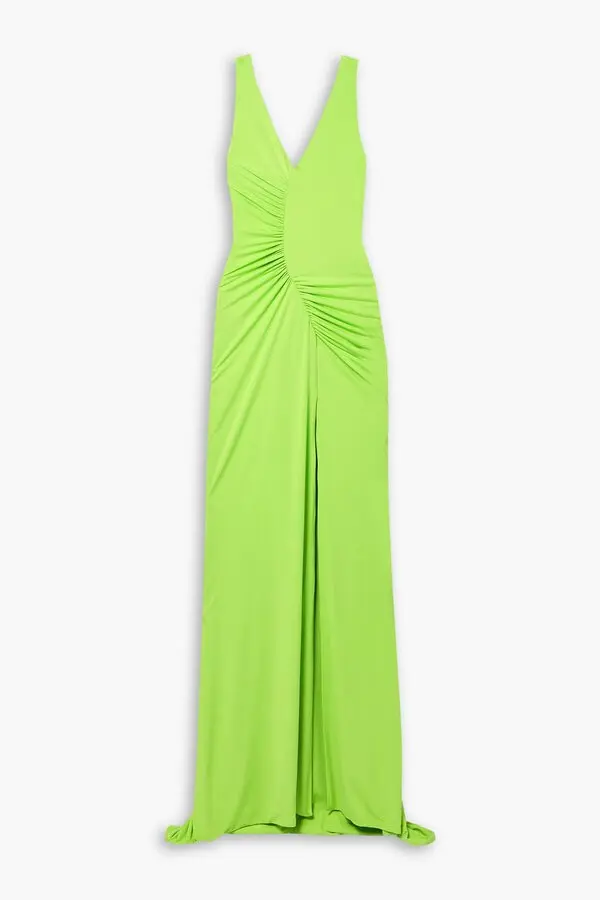 SERGIO HUDSON Ruched Stretch-jersey Gown - Bright Green