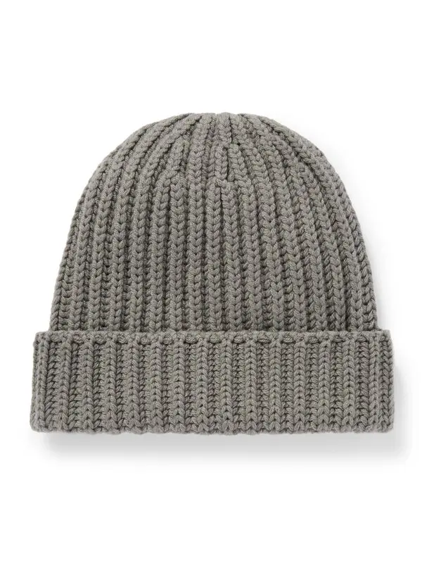 STOFFA Ribbed Cashmere Beanie - Green