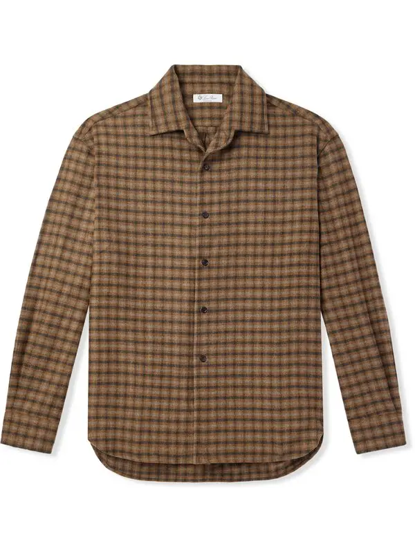 Loro Piana Checked Brushed Wool And Cashmere-blend Overshirt