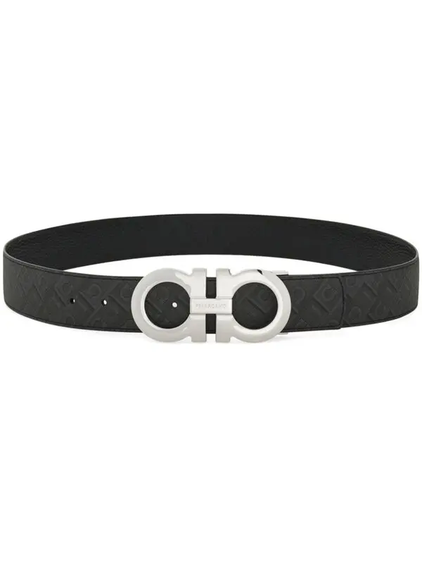 FERRAGAMO Reversible Gancini Belt - Black