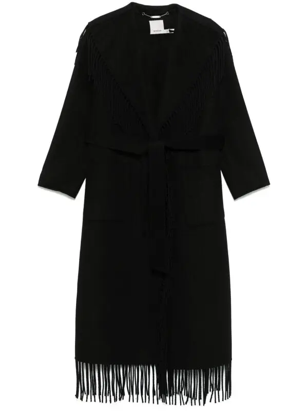 Simkhai Fringed Long Coat - Black
