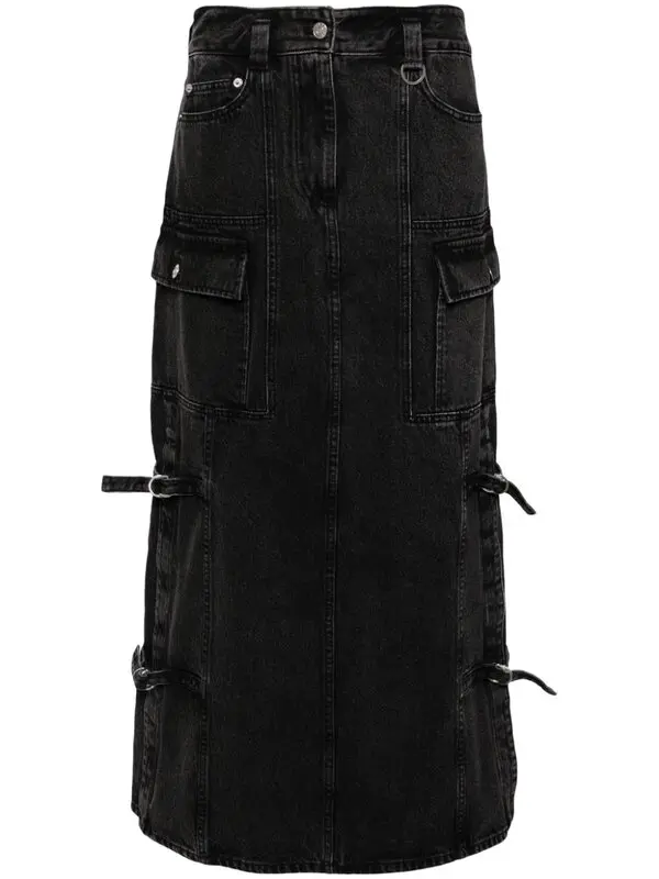 3.1 Phillip Lim Denim Cargo Long Skirt - Black