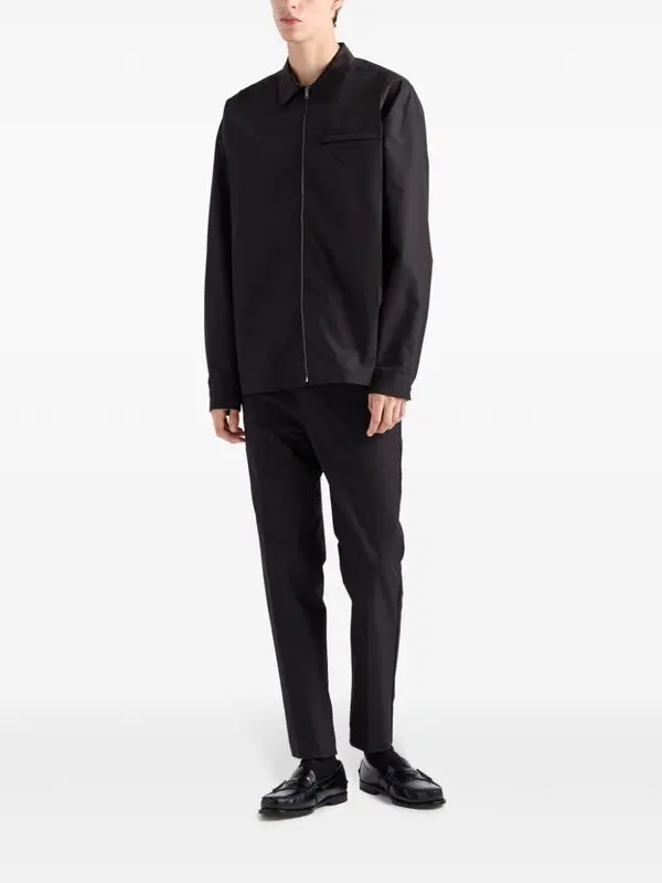 Prada Cotton Trousers With Triangle Logo - Black