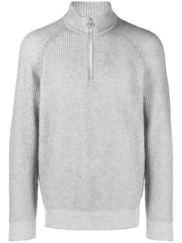 Brunello Cucinelli Zip-up Ribbed Turtleneck Jumper