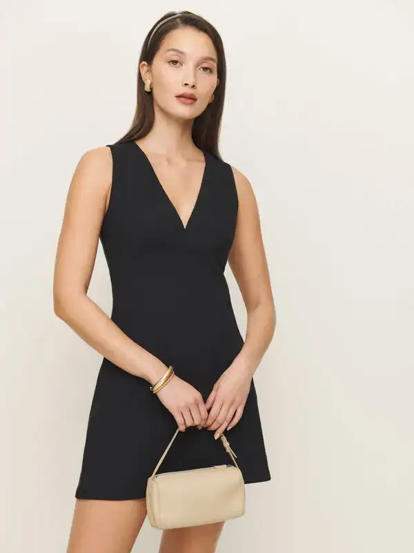 black reformation mini dress Black Ribbed Mini Dress main image 1