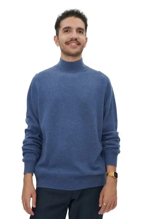 GOBI MONGOLIAN CASHMERE High Neck Sweater - Bijou Blue