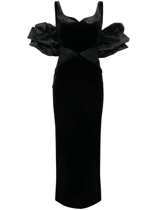 CRISTALLINI Vivien Velvet Midi Dress