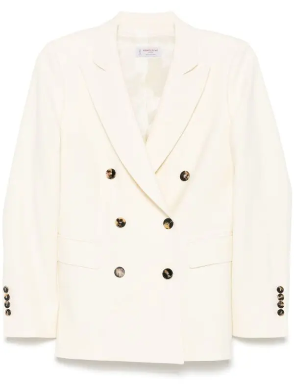 Alberto Biani Wool Double Breasted Jacket - White