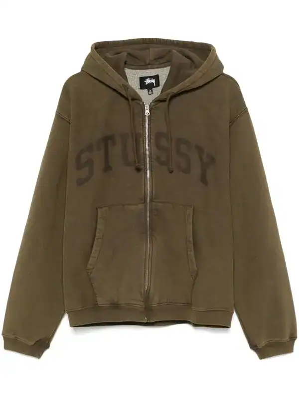 StüSsy Stussy Logo Cotton Blend Hoodie - Green | Editorialist