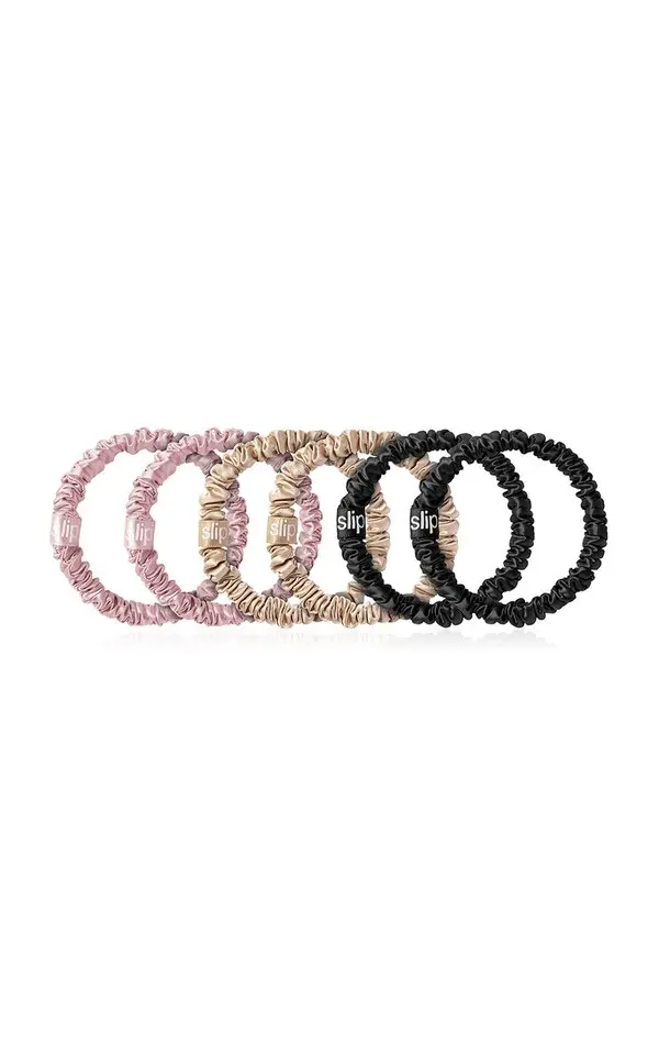 Slip Set Of Six Silk Skinny Scrunchies - Multi
