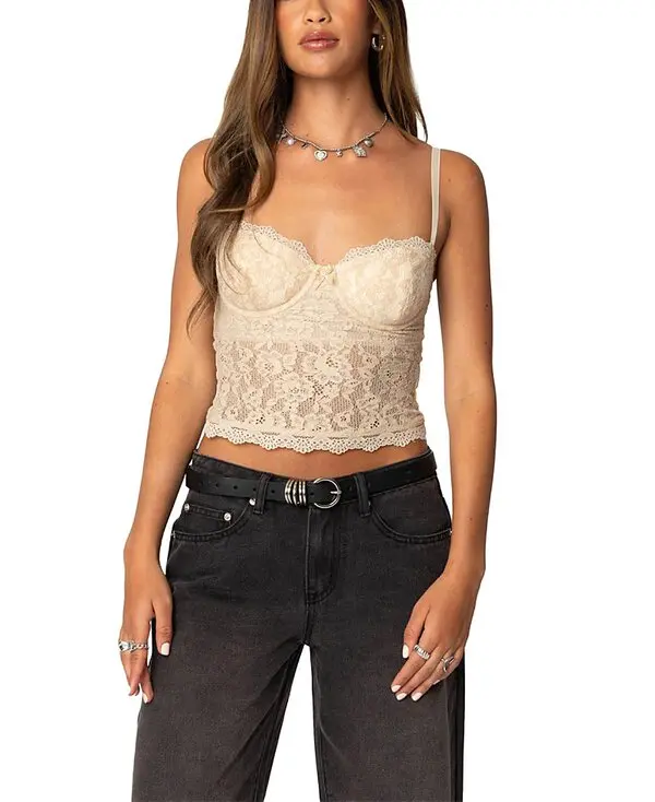 EDIKTED Charisma Sheer Lace Bra Top