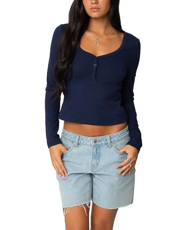 EDIKTED Leah Henley Top - Navy