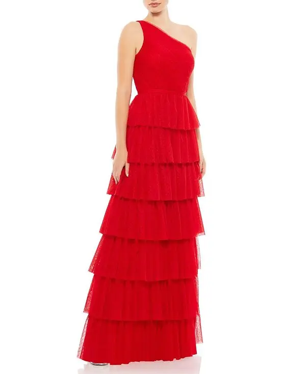 Mac Duggal Ieena One-shoulder Tulle Gown