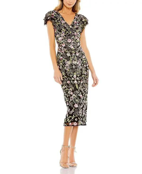 Mac Duggal Floral Embellished Dress - Black Multi