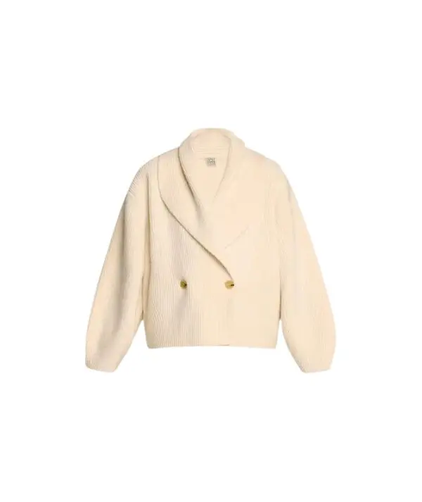 TOTÊME Oversized Double-breasted Wool Cardigan - Open White
