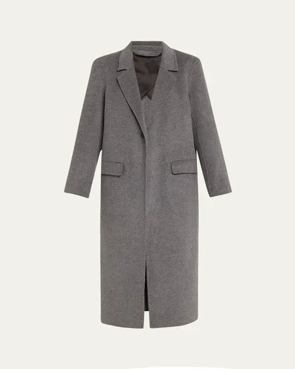 TOTÊME Long Tailored Wool Coat - Dark Grey