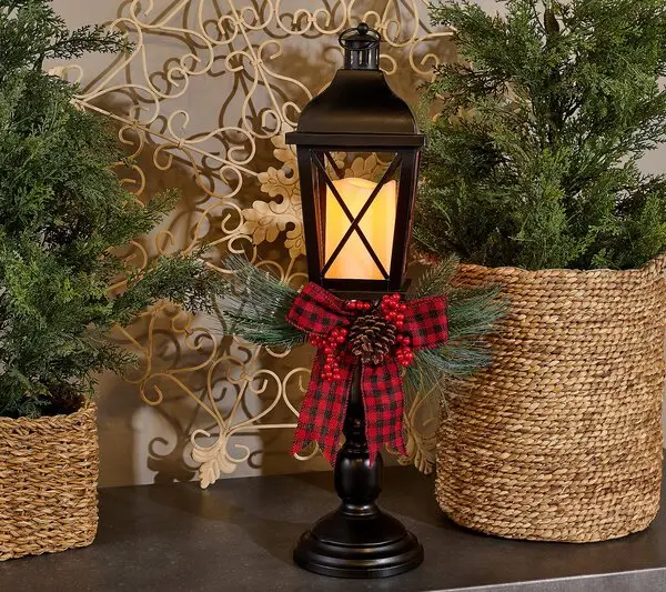 VALERIE PARR HILL As Is 22' Illuminated Lantern W/ Removable Embellishment