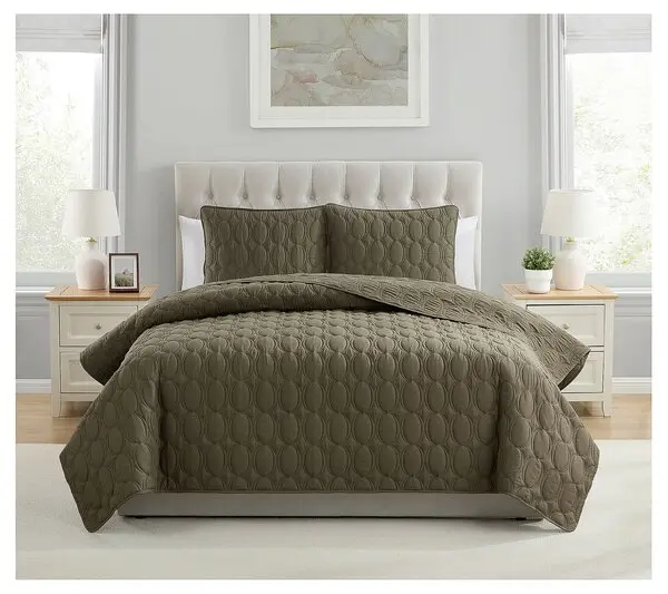 VCNY HOME Circles 3-piece Microfiber Quilt Set, King