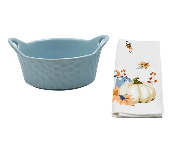 TEMP-TATIONS Thanks & Giving Bread Basket W/ Tea Towel