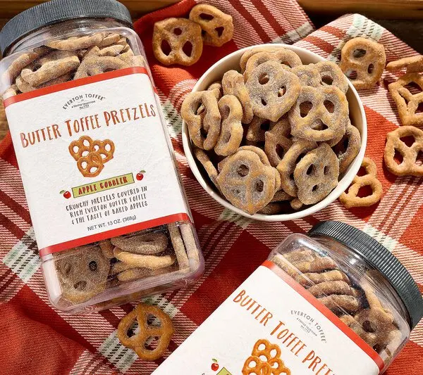 EVERTON TOFFEE 13oz Jars Harvest Butter Toffee Pretzels