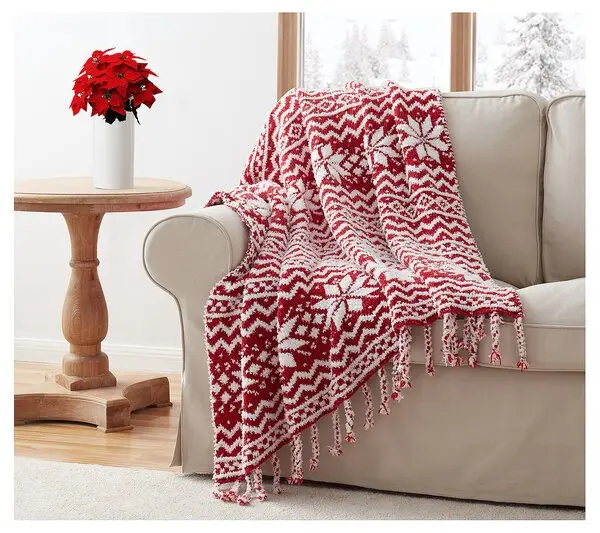 VCNY HOME Astor Chenille Snowflake Holiday Thro W
