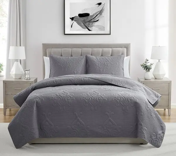 VCNY HOME Solomun 3-piece Damask Microfiber Qui Lt Set, F/ Q